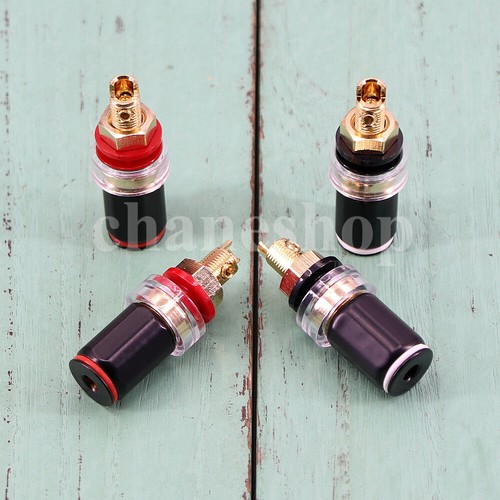 4x Copper Binding Post Speaker Cable Plug Probe Panel Amplifier HiFi AU ...