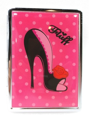 Fluff Pink Polka Dot and Funky Stiletto ID Mirror Case Compact Mirror ...