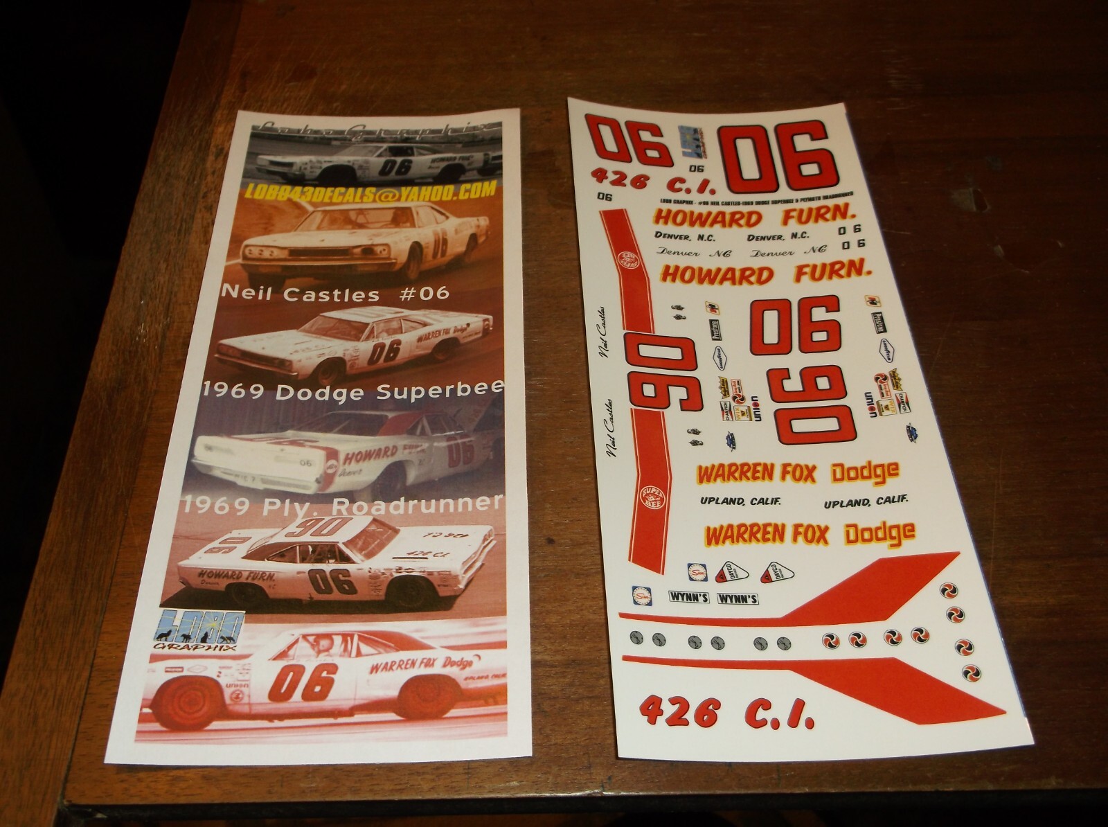 Neil Castles #06 1969 HOWARD FURN. Dodge Superbee 1/24th scale decal ...