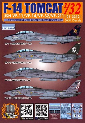 DXM Decals 1/32 GRUMMAN F-14A/B TOMCAT VF-11 VF-14 VF-32 VF-211 | eBay