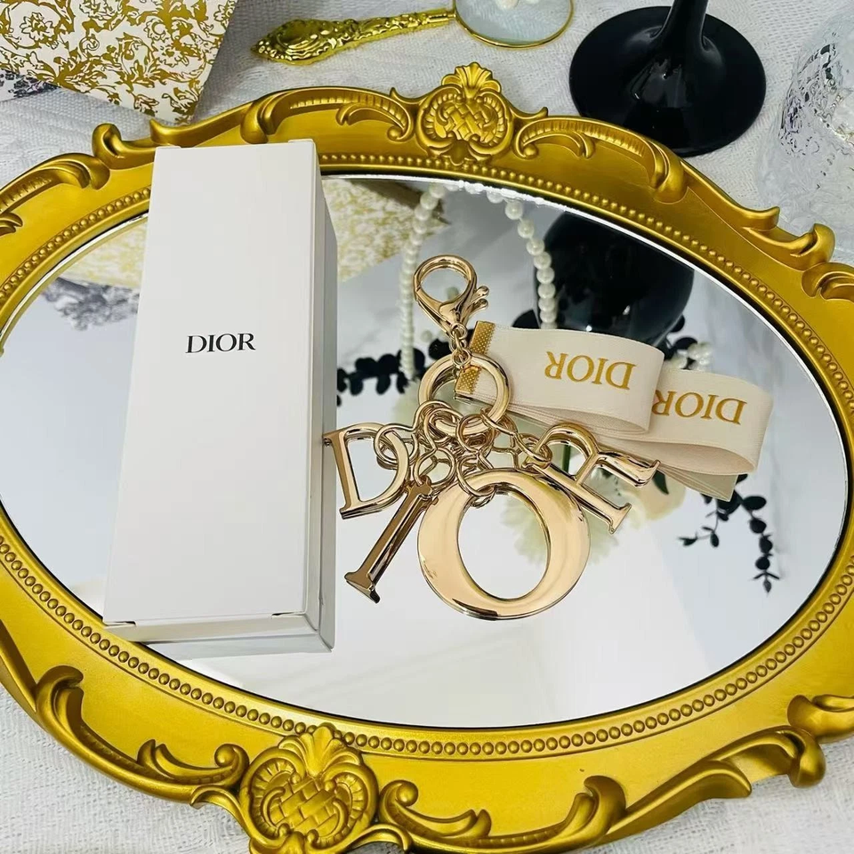 Dior Charm Gold Lucky Logo design Keychain Gift NEW Key chain With Box ...