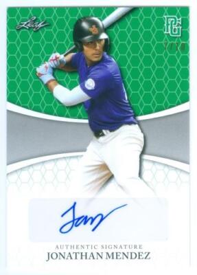 JONATHAN MENDEZ "GREEN AUTOGRAPH CARD /10" LEAF PERFECT GAME NATIONAL ...