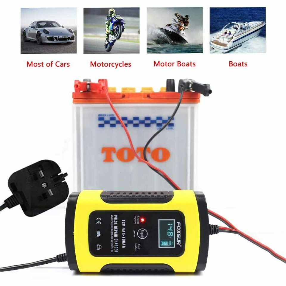 Intelligent 12V Motorcycle Motorbike Car Battery Charger Automatic ...