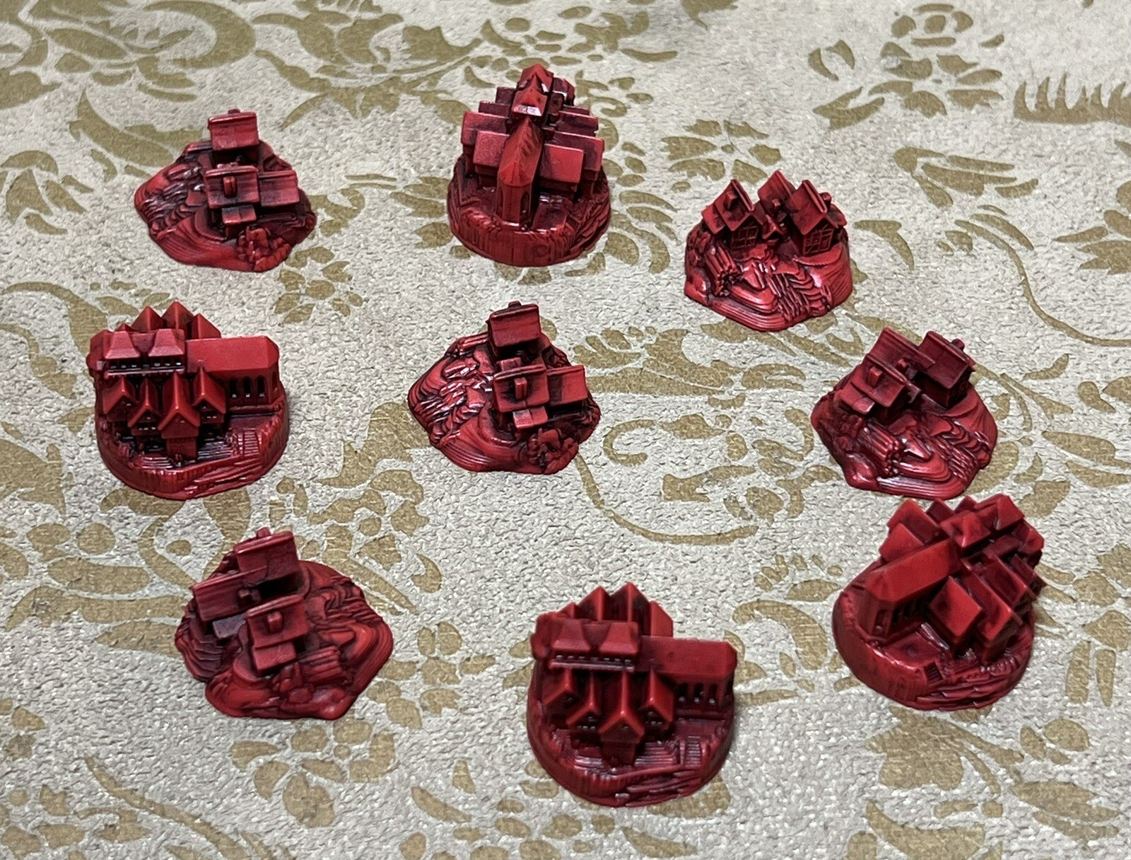 Catan 3D Edition Red Player Settlement/City Miniature x9 Official Game ...