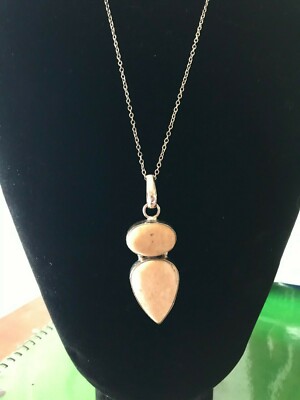 BEAUTIFUL CREAM COLOR JASPER NECKLACE HANGS 14 " LONG GEMSTONE NECKLACE ...