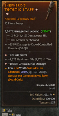 Diablo 4- 2 GA 2 Handed Staff - 925 Season 4 ps4,pc,xbox,ps5 d4 uber us ...