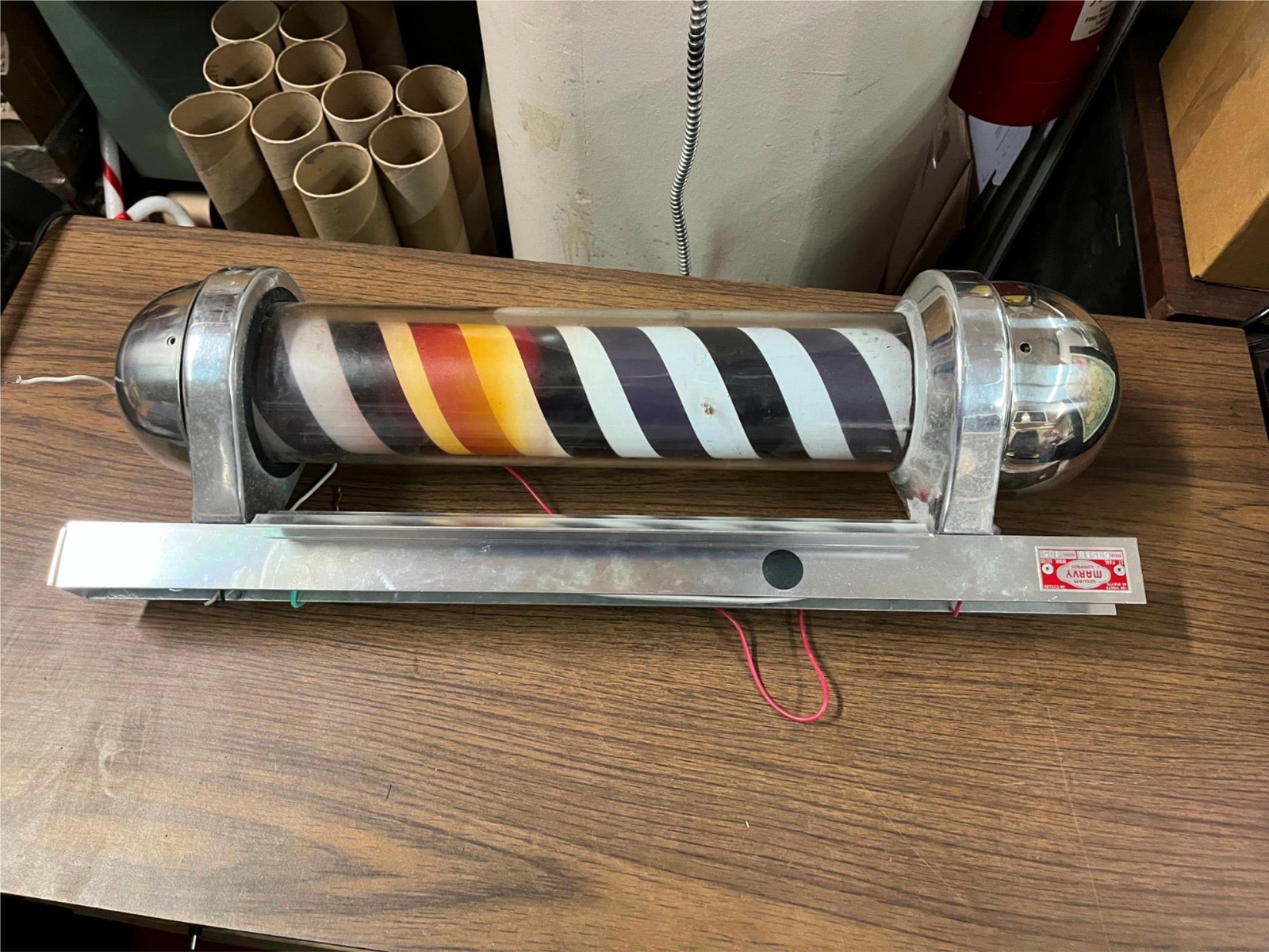 William Marvy #405 Barber pole Lighted 24X6 glass cylinder | eBay