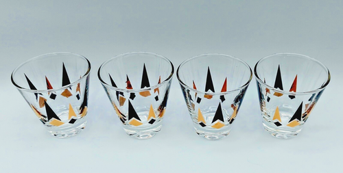 Vintage Anchor Hocking Golden Peaks/Atomic Arrow Shot Glasses Black ...