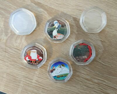 50p shape Heptagon ACRILYC COIN CAPSULES FOR 50 pence 7 sided capsules ...