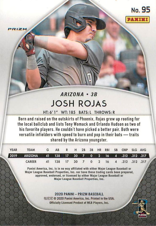 JOSH ROJAS 2020 Prizm GREEN PRIZM ROOKIE RC #95 Diamondbacks | eBay