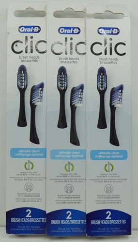 Oral-B Clic Toothbrush Ultimate Clean Replacement Brush Heads Black 2 ...