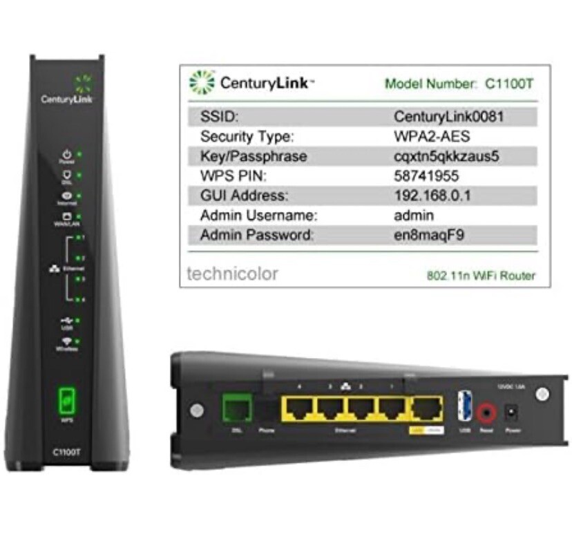 CenturyLink Technicolor C1100T Vdsl2 Modem 802.11n WiFi Router | eBay