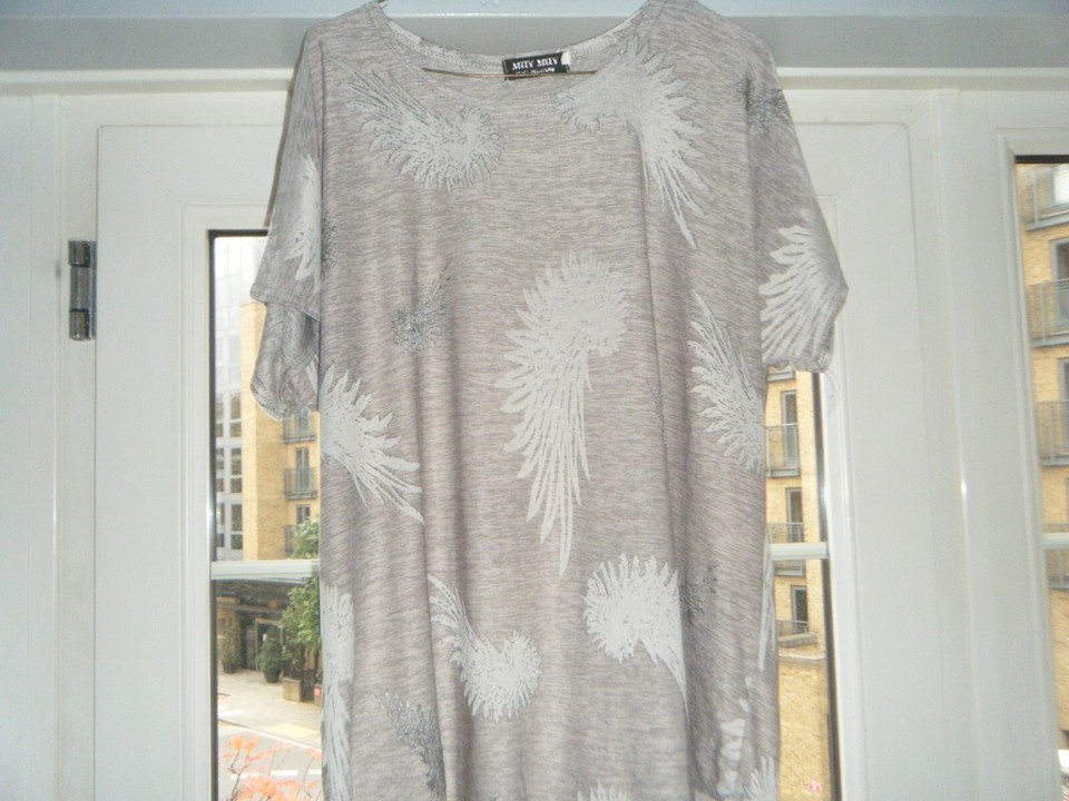 Muy Muy Fancy Collection Ladies Top Light Grey with pattern 2XL/3XL New ...