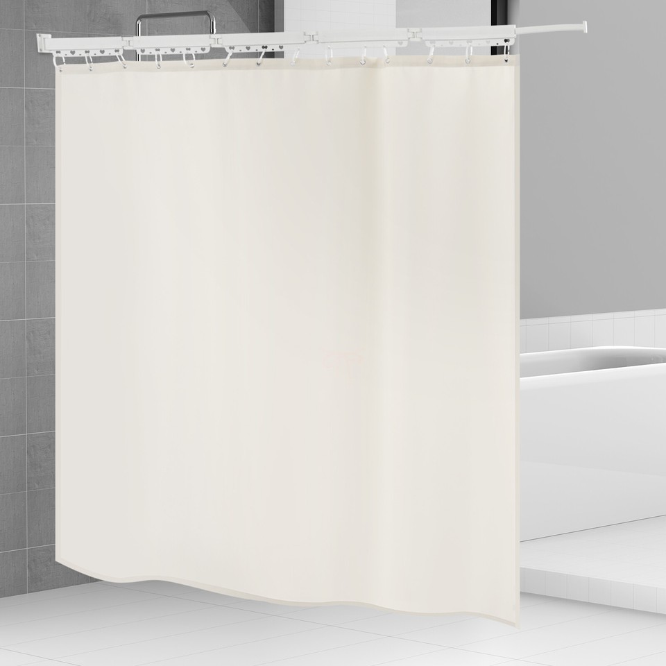 Modern Bathroom Shower Curtain Set Wall Mounted Folding Shower Curtain ...