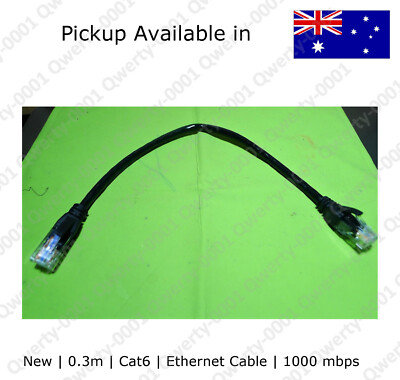 Cat 6 Ethernet Cable 1 Gbps RJ45 Patch Lead Black Short 0.3m 30cm ...