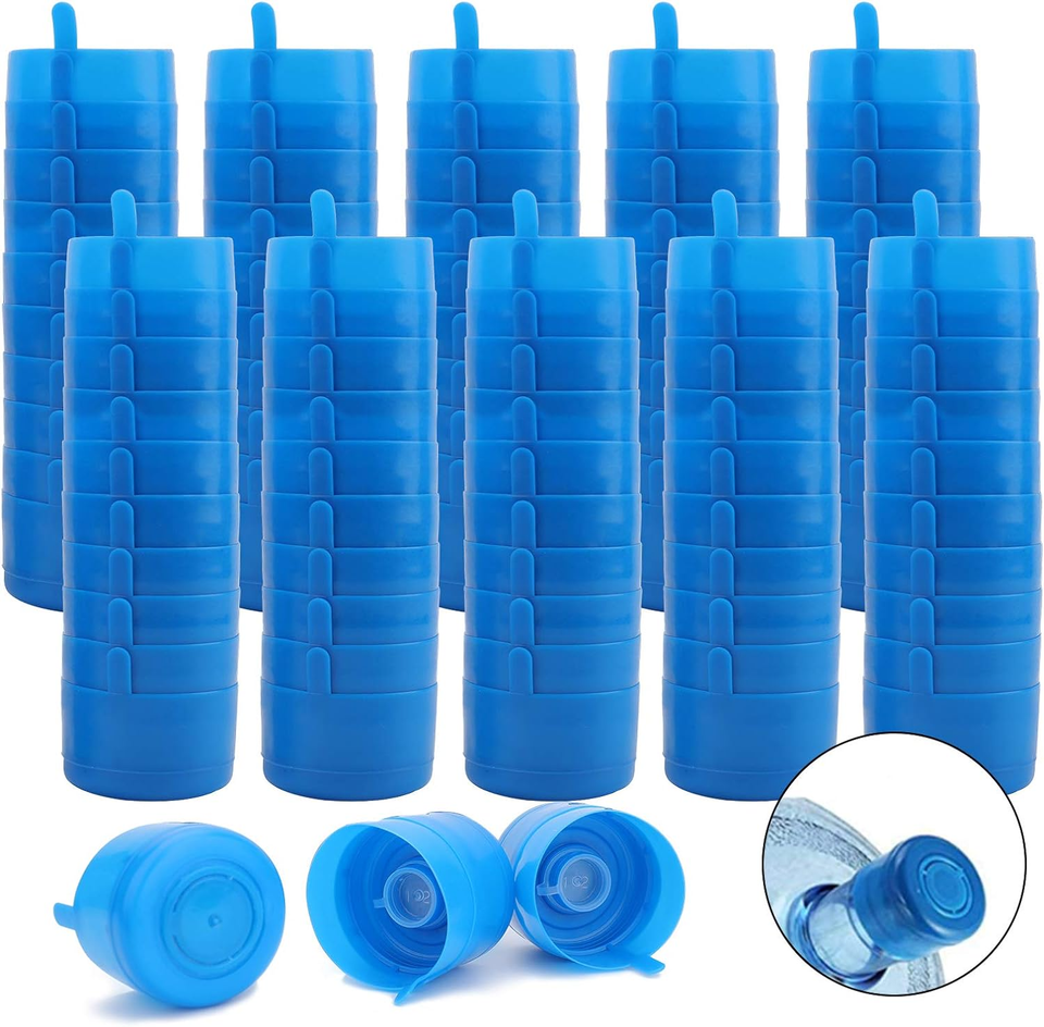Jucoan 100 Pack Water Bottle Caps, 55Mm 3&5 Gallon Non Spill Water Jug ...