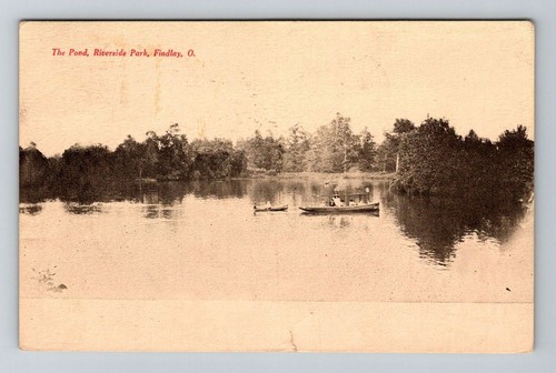 Findlay OH-Ohio, Riverside Park, Rowing on Pond, c1908 Vintage Postcard ...