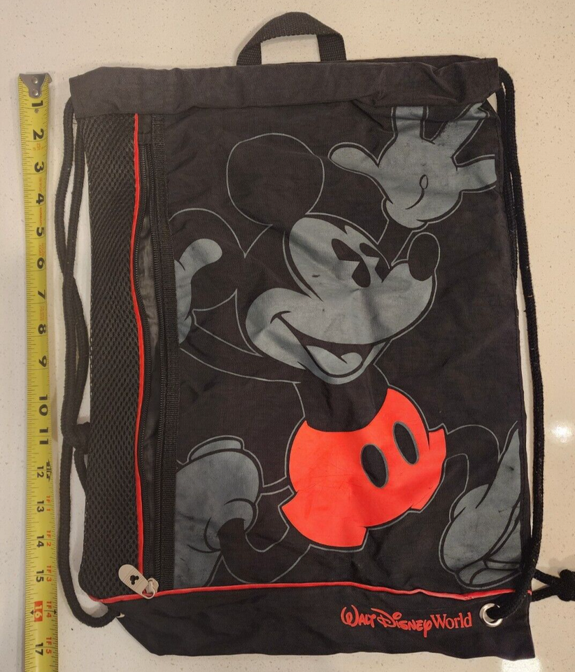 Mickey Mouse Draw String Backpack - Vintage - Perfect for Pins - Back ...