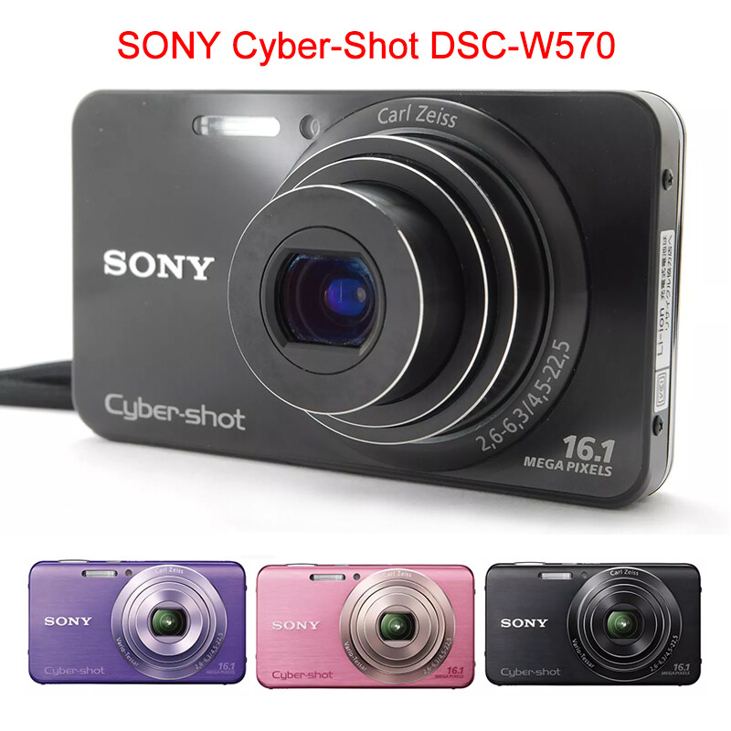 Sony Cyber-shot DSC-W570 16.1MP Digital Camera 5x Zoom with Battery, SD ...