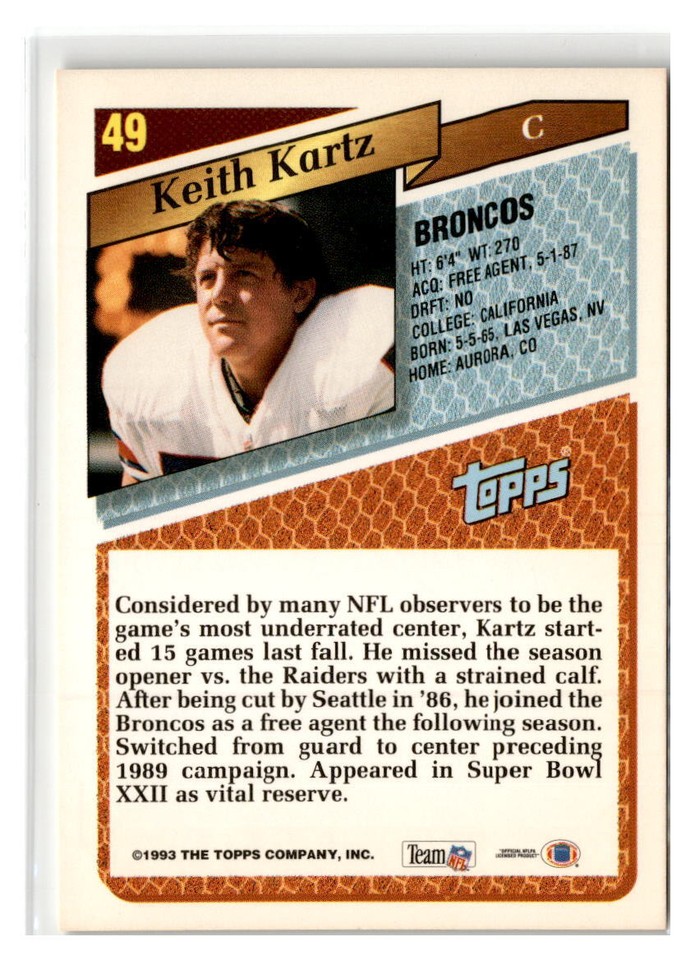 1993 Topps #49 Keith Kartz Gold | eBay