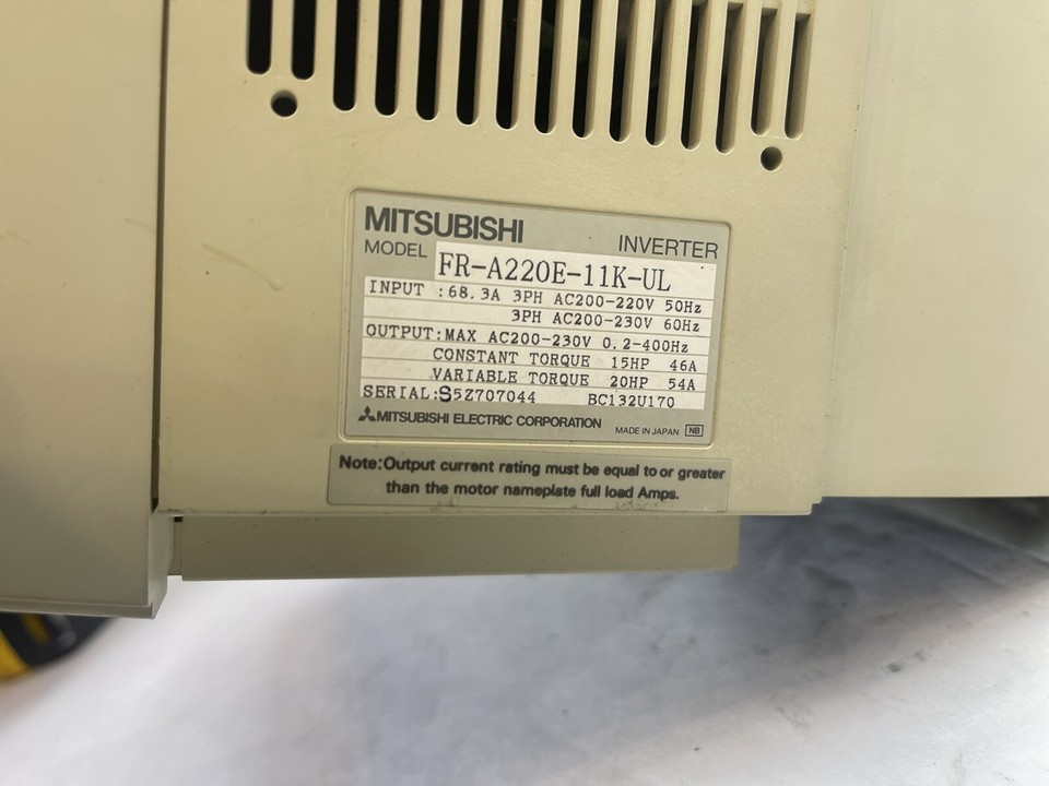 Mitsubishi FR-A220E-11K-UL 20HP Freqrol A200 Inverter Drive FR-A220E ...