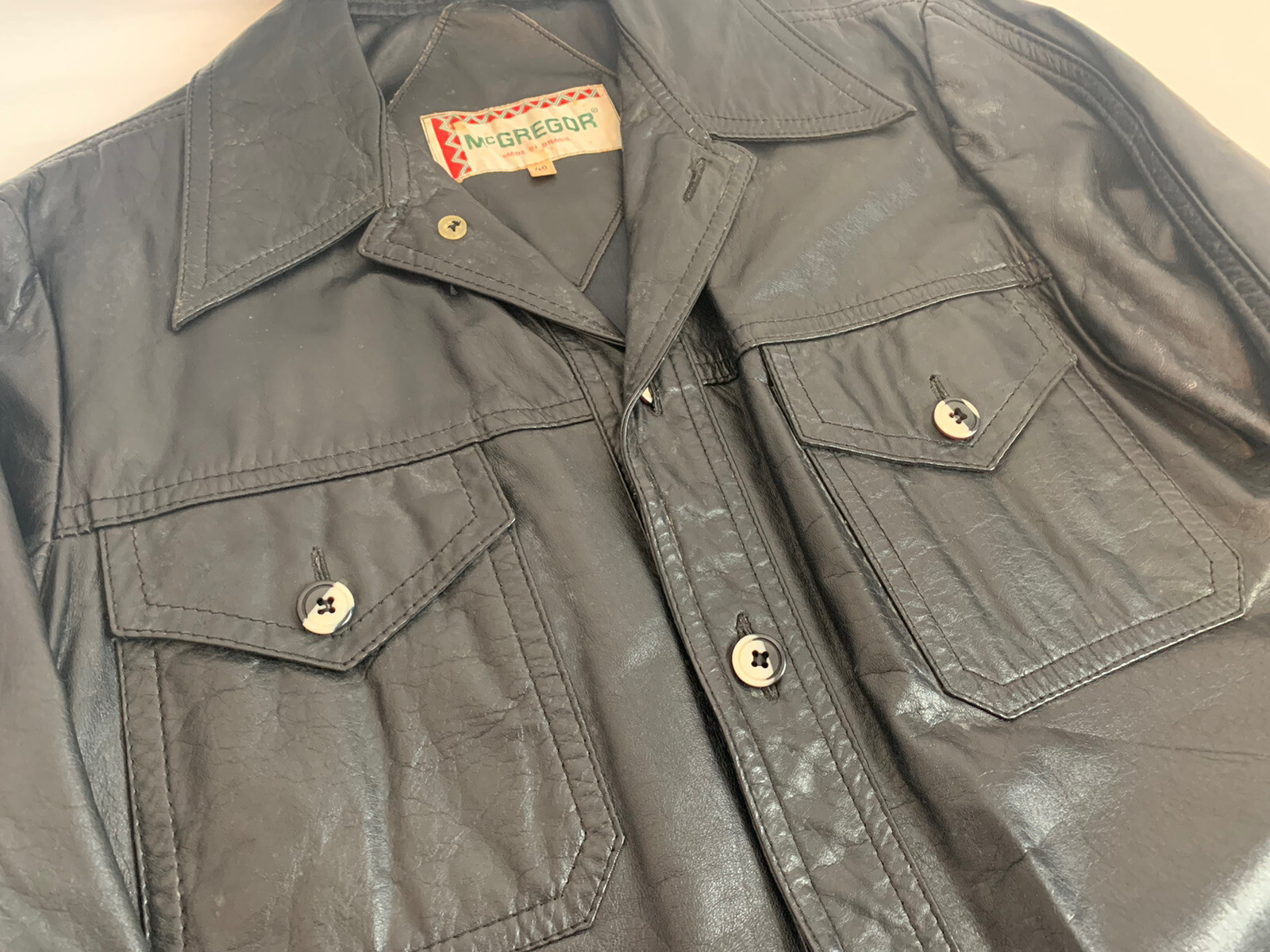 Vintage McGregor Leather Bomber Motorcycle Jacket Bla… - Gem