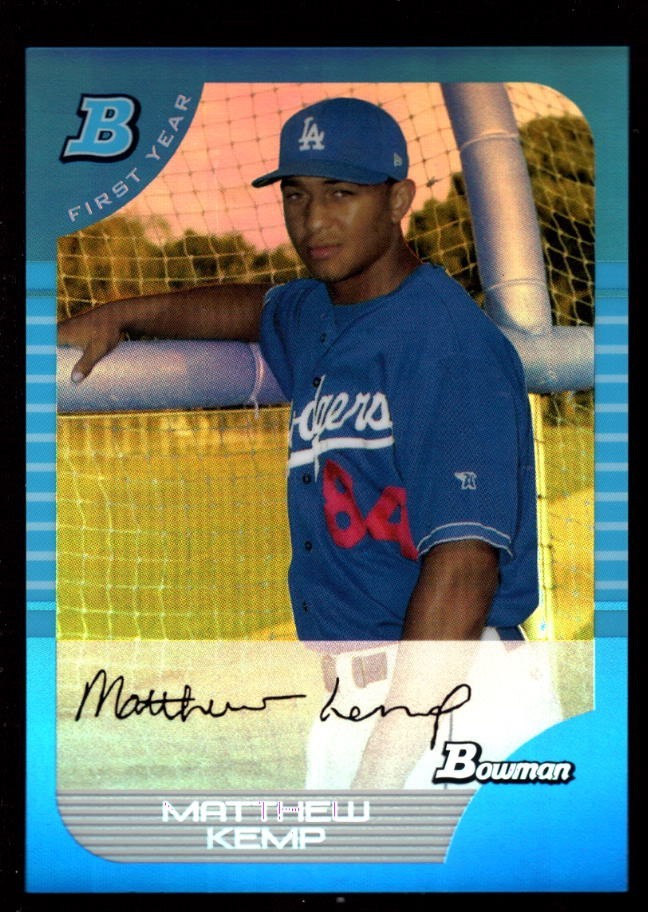 MATTHEW MATT KEMP 2005 BOWMAN CHROME ROOKIE BLUE REFRACTOR SIGNATURE ...