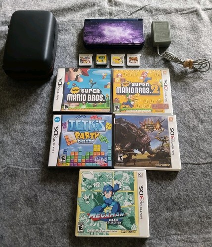 Nintendo 3DS XL Galaxy Edition Space Purple w/ Charger + 9 Games ...