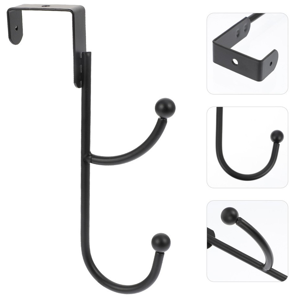 2 Pcs Door Hanger Hook Back Clothes Hooks Clothing Hat Punch-free Iron ...