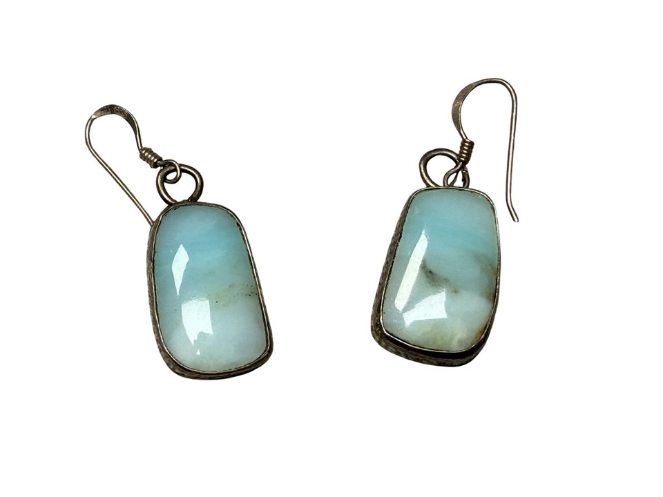 Vintage signed FB Fred Baca Navajo sterling silver Larimar earrings and ...