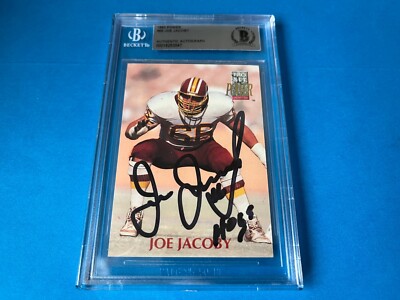 Joe Jacoby Redskins HOF SB 1992 Power Card Signed Auto Beckett BAS ...