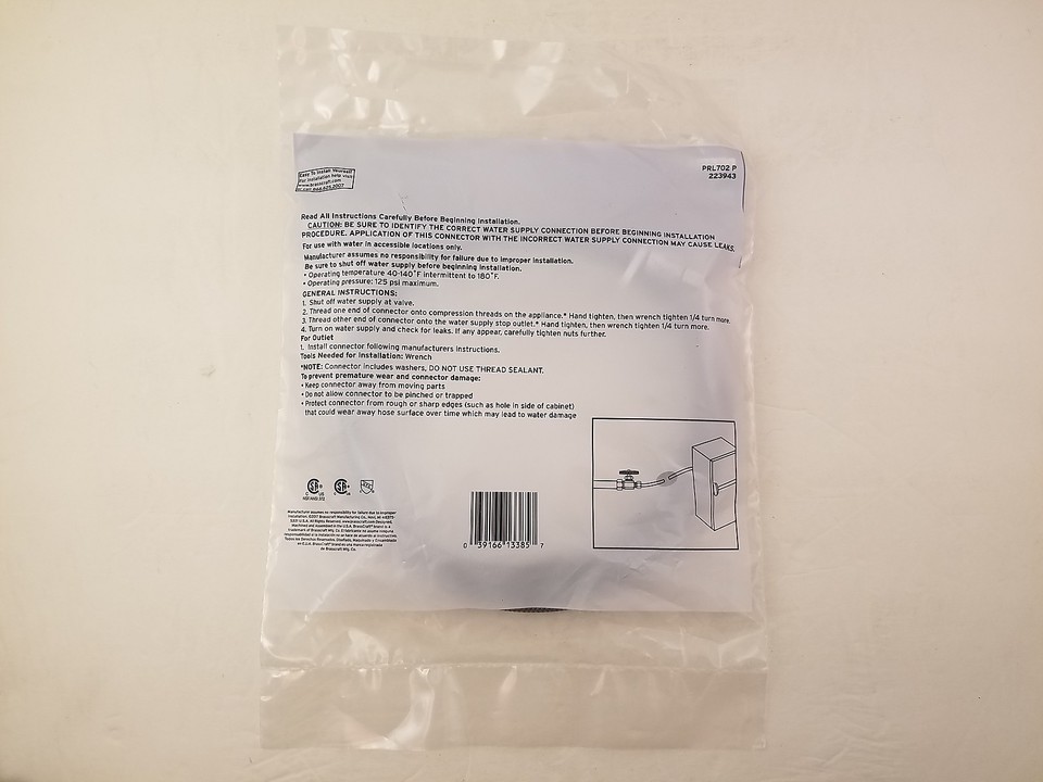 PEERLESS Ice Maker / Humidifier / Water Filter Flexible Connector ...