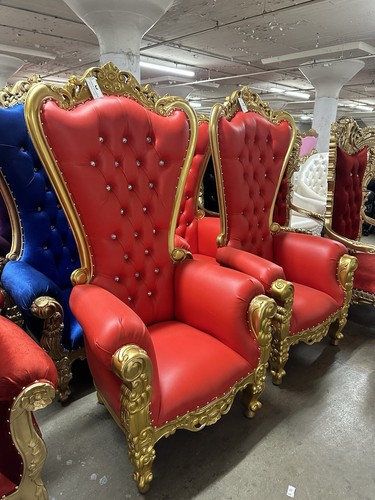Throne King 70" Tall Wedding Party Throne Accent Chair - Red / Gold | eBay