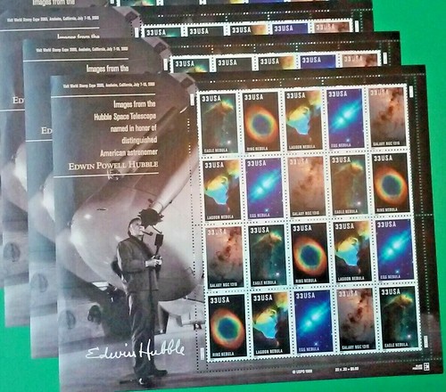 Three x 20 = 60 American Astronomer EDWIN POWELL HUBBLE 33¢ US Stamps ...