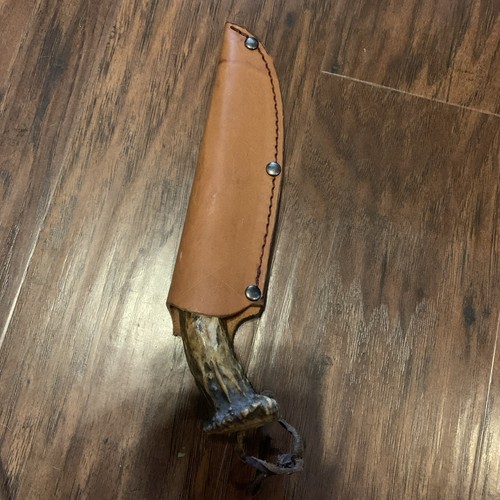 Antique Primitive Handmade Stag Handle Knife with Deerskin Sheath | eBay