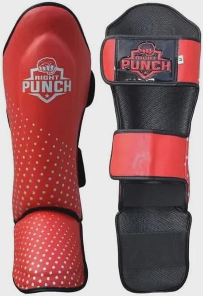 PU Leather Shin Guards Kickboxing MMA Muay Thai Shin Pads Training ...