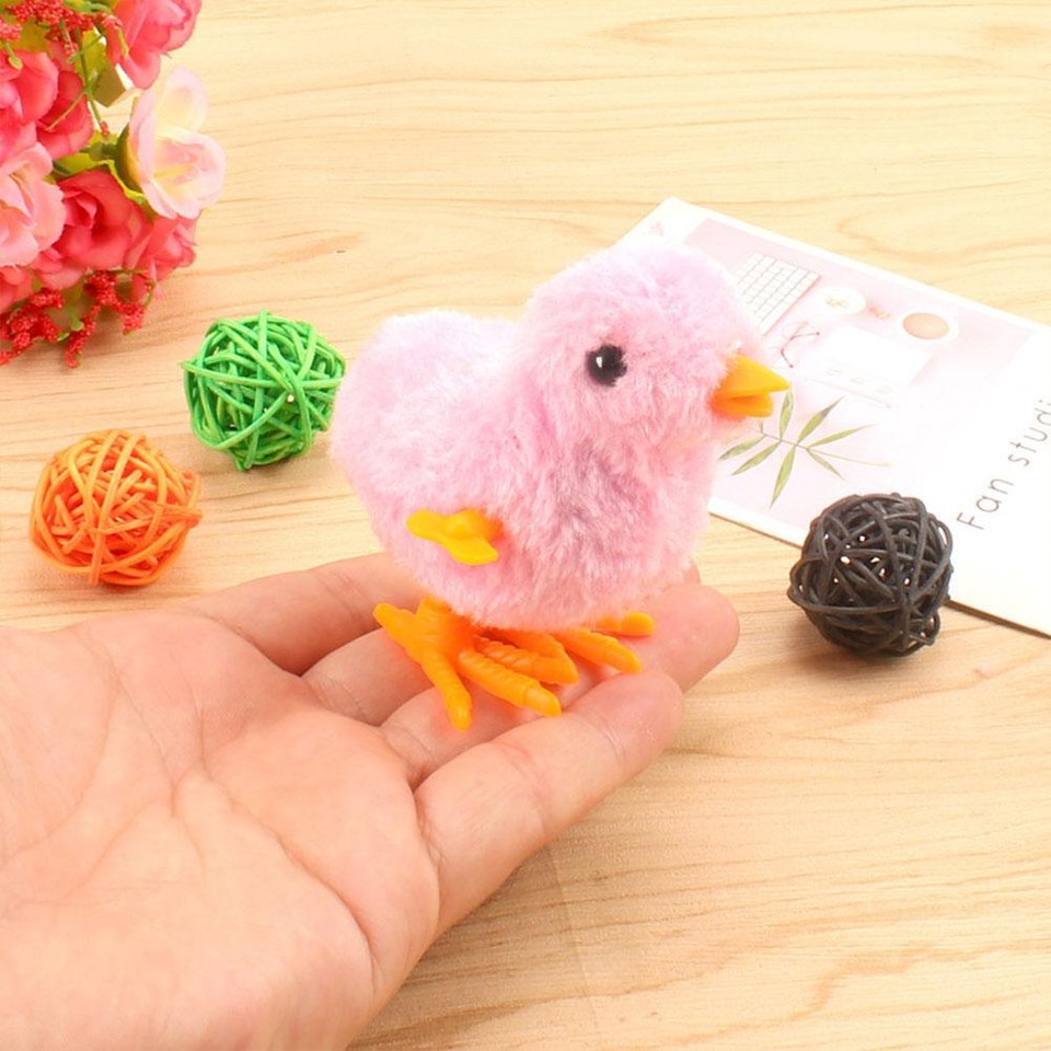 1pc Novelty Jumping Chicken Easter Wind Up Chick Toys Gag Plush Baby ...