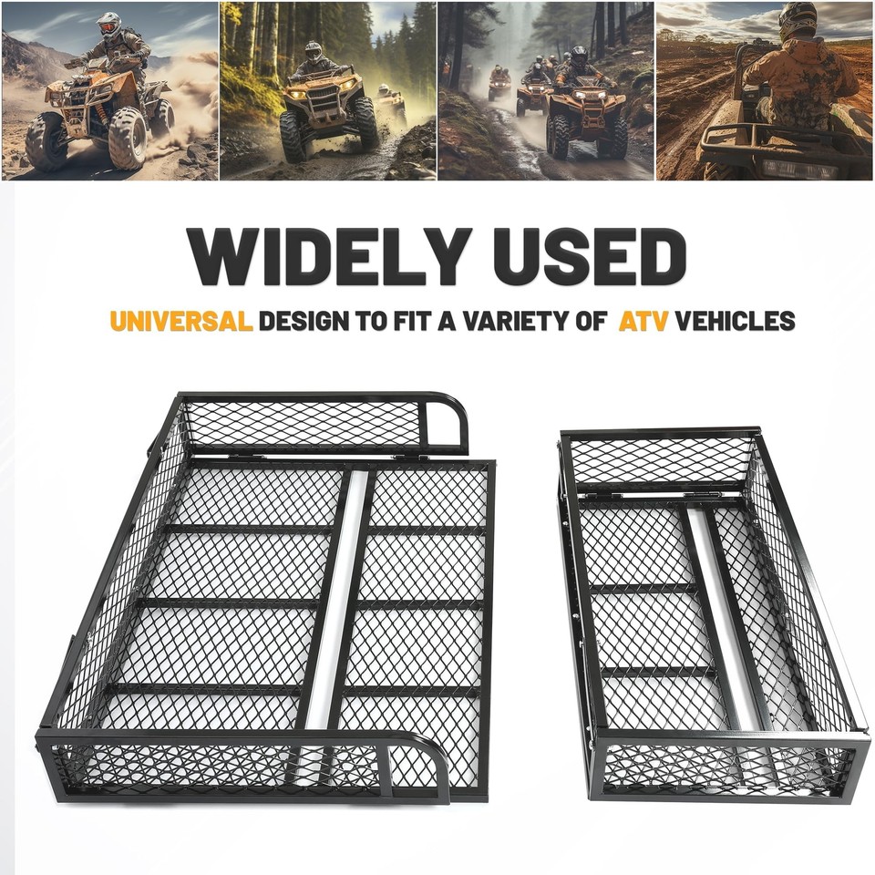 KUAFU ATV Front+Rear Cargo Basket Universal Front+Rear Luggage Carrier ...