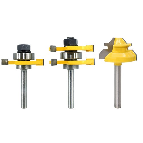 1/4 Inch Shank Yellow Tongue and Groove 45 Degree Lock Miter Router Bit ...