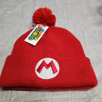 Brand New Nintendo Super Mario Bros. “M" Logo Beanie Knit Hat ~ Red ...