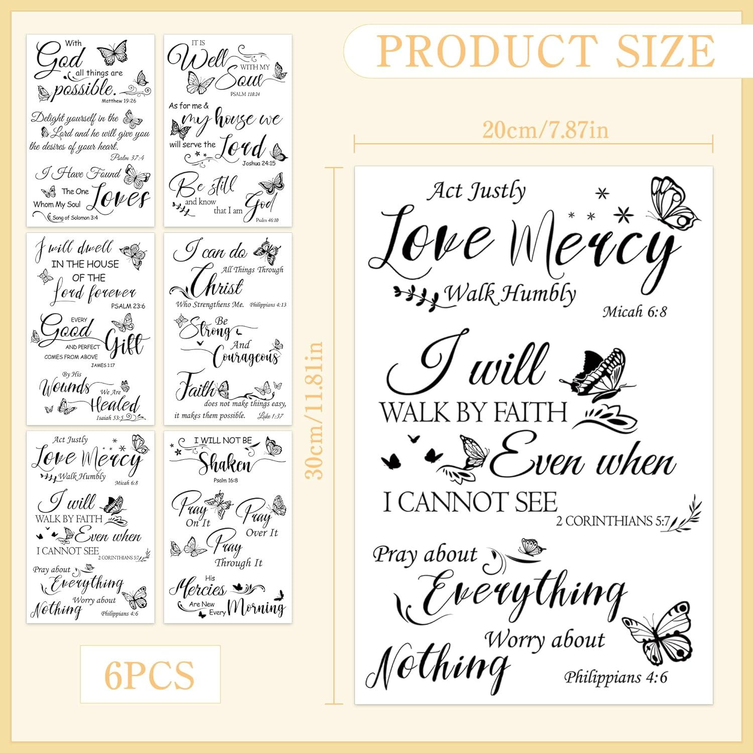 Rub on Transfers for Crafts Furnitures Stickers: 6 Pcs Bible Verses Rub ...