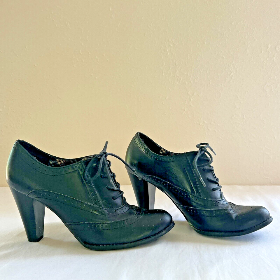 American Eagle High Heels Oxfords Wing Tip Lace Up Black Sz 8.5 MCM ...