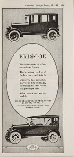 1920 Print Ad Briscoe Light Weight Cars Made in Jackson,Michigan | eBay