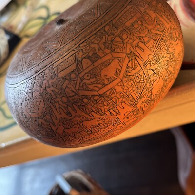 Stunning Vintage Peruvian Story Teller Intricately Hand Carved Gourd ...