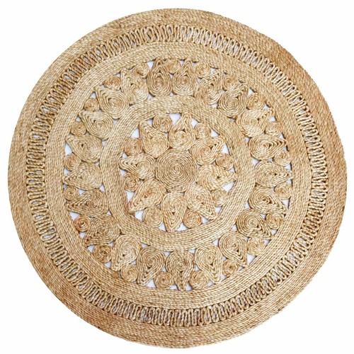 Elijah Navy Blue Dot Hand-Woven Braided Jute Round Rug - 120x120cm ...