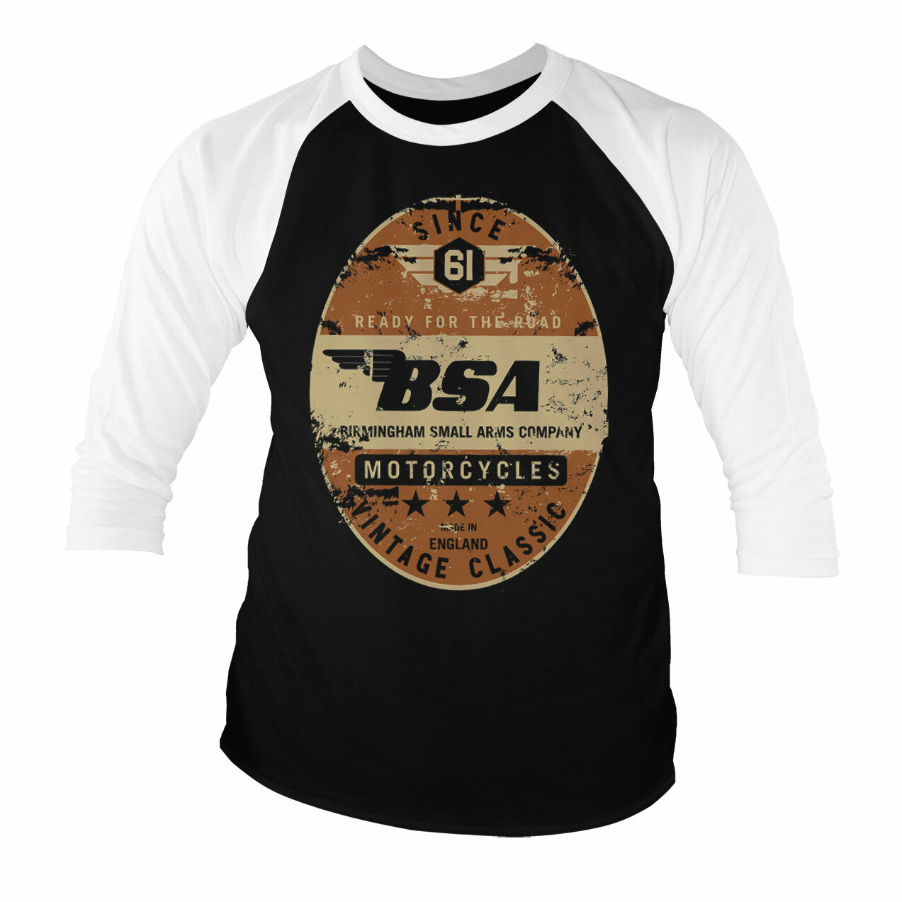Licensed BSA Motorcycles Birmingham Small Arms Co. Baseball 3/4 Sleeve ...
