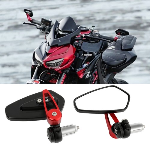 22mm 7/8" Bar End Mirrors Red Arrow Rear View For KAWASAKI Z1000 Z750 ...