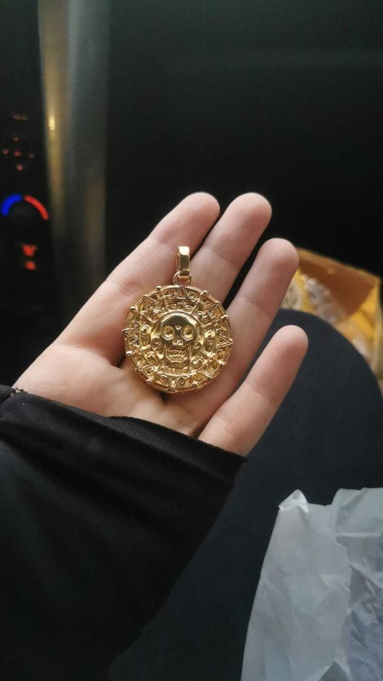 Pirates Caribbean AZTEC SKULL COIN made Yellow Gold 18 K-handicraft | eBay