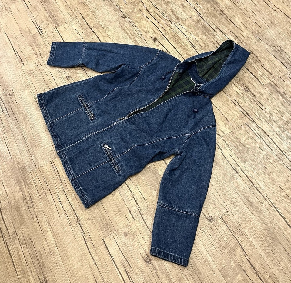 Women’s Vintage 90s Northstyle Hooded Plaid Blanket Lined Denim Jacket ...