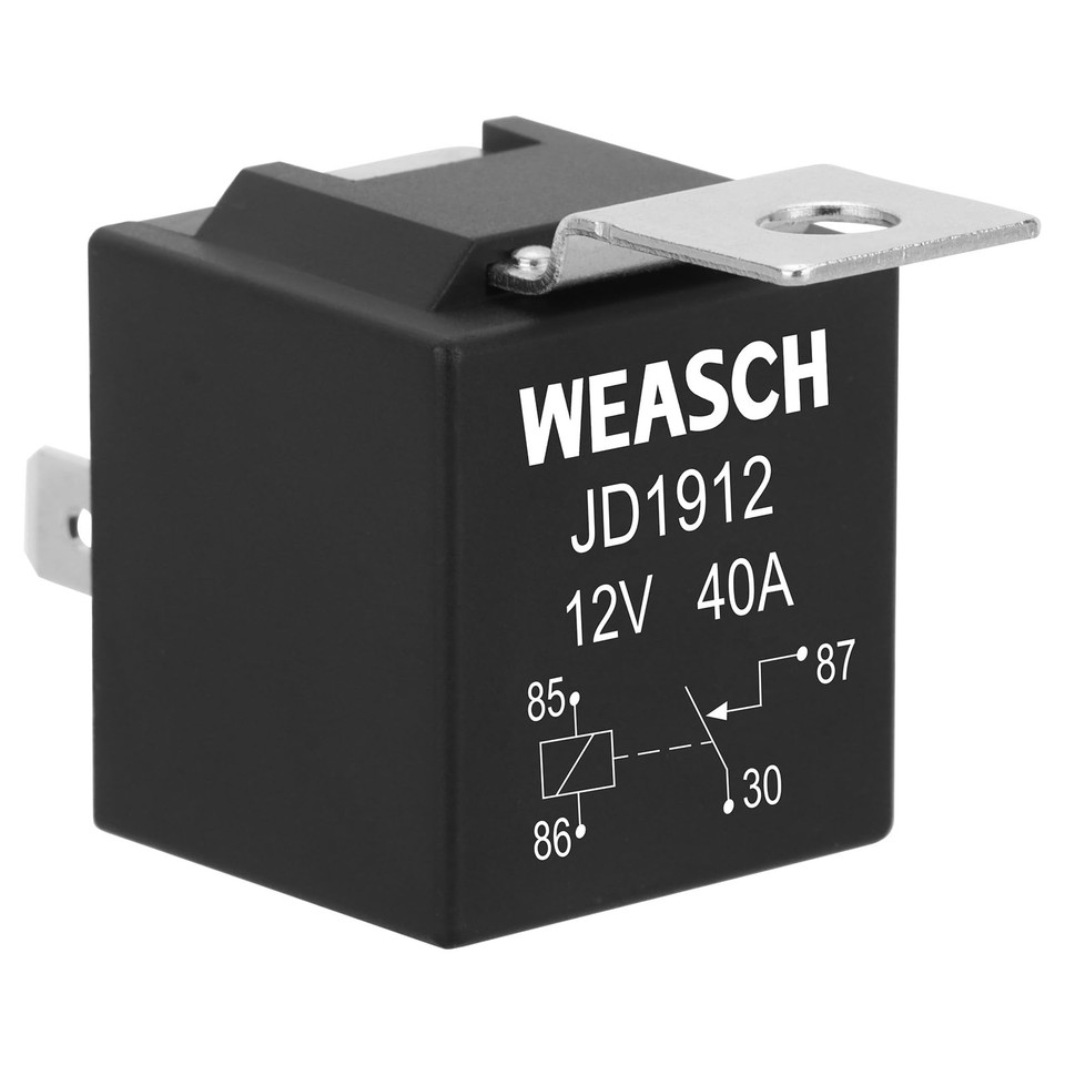 Weasch 2 Pack JD1912 Car Relay, 12V 40A, 4 Pins SPST, Automotive ...